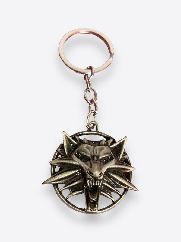 The Witcher Wild Hunt - Witcher Wolf Head Medallion Keychain ...